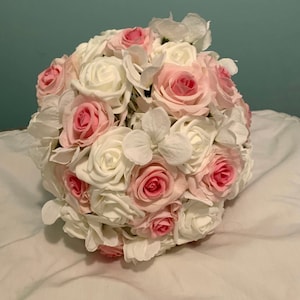 Deep Red Blush Pink & White Artificial Bridal Bouquet Real | Etsy
