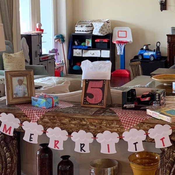 Chef Hat Banner - Cooking Birthday Party Banner - Baking Birthday Party ...