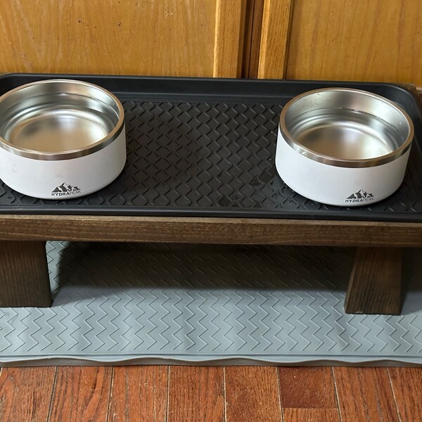 Farmhouse Dog Feeder | Dog Food Stand Table | Elevated Dog Bowl Holder ...