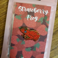 Strawberry Fruit Frog Enamel Pin Adorable Tiny Frog Pin - Etsy UK