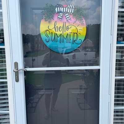 Hello Summer Door Hanger Summer Sign Beach Decor Rainbow - Etsy