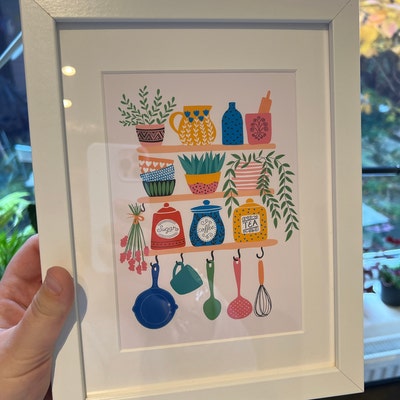 Colourful Kitchen Print // Kitchen Wall Decor, Kitchen Illustration ...