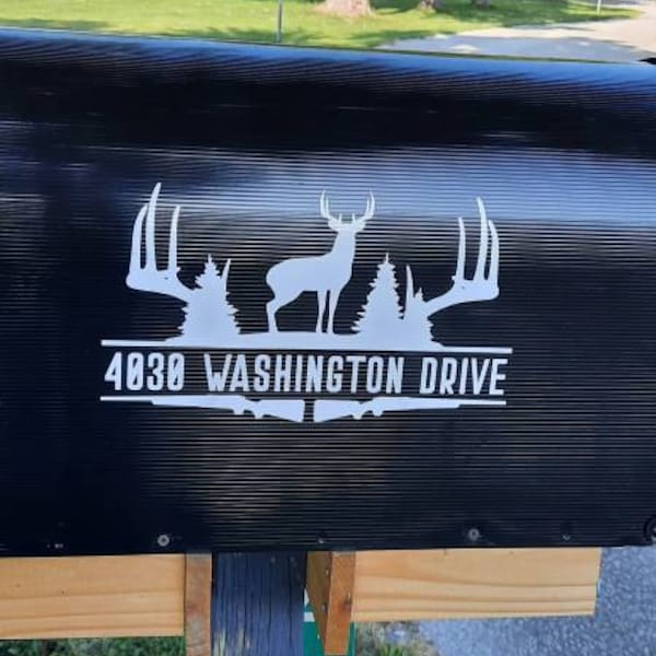 Personalized Deer Mailbox Decal - Custom Hunting Lodge Address Sticker ...
