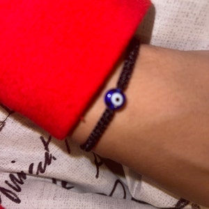 Bracelet CZ Red String Evil Eye Black Macrame Evil Eye | Etsy
