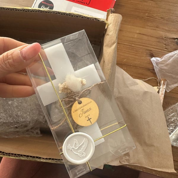 Custom Baptism Favor Tags, Acrylic Mirror Gold Cross Tags, Thank You ...