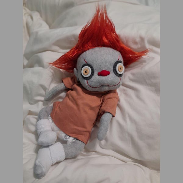 OOAK Cyclops Newborn Baby Doll Cloth Handmade Jumbo Black Eye Bald Soft ...