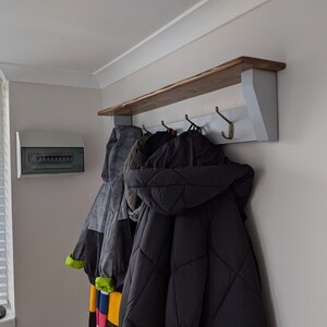 Beautiful Coat Rack With Natural Wood Shelf. Painted Grey Coat - Etsy UK