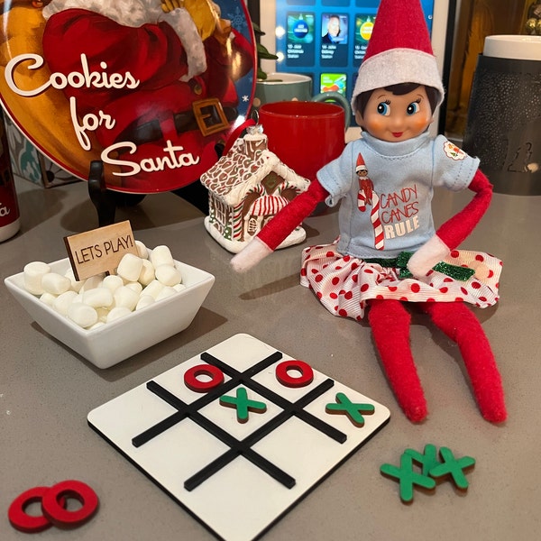 Mini Elf Sign, Elf Tic Tac Toe Board, Elf Game, Interactive Elf Props ...