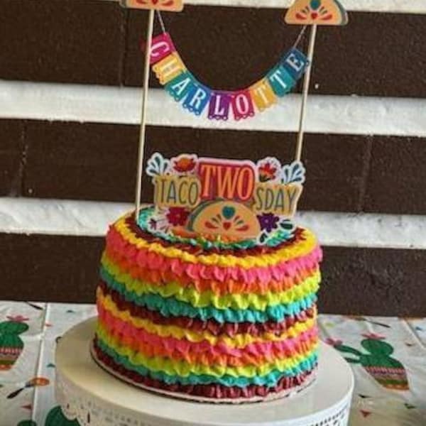 Taco Cake Bunting Topper With Taco Twosday Cake Topper- (2 Pc Set ...