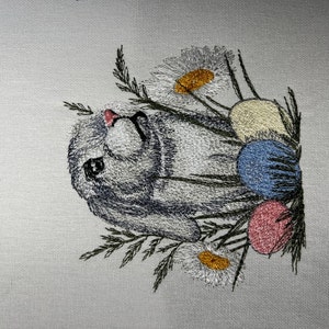 Machine Embroidery Easter Bunny With Meadow Flowers, Daisies. 5 Sizes ...