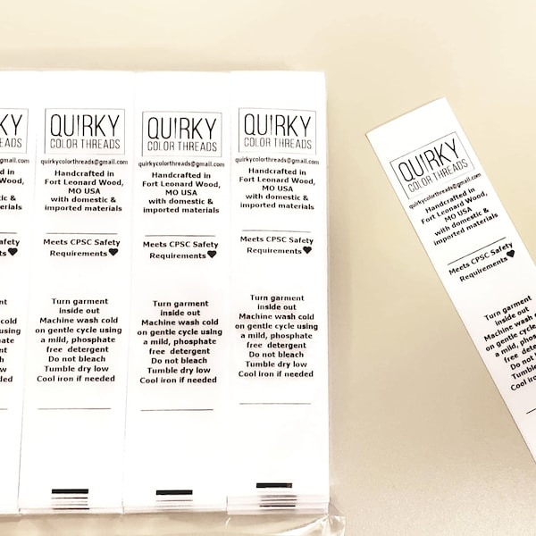 White Satin USA Tracking Label - Custom Tracking Label - CPSIA/CPSC ...