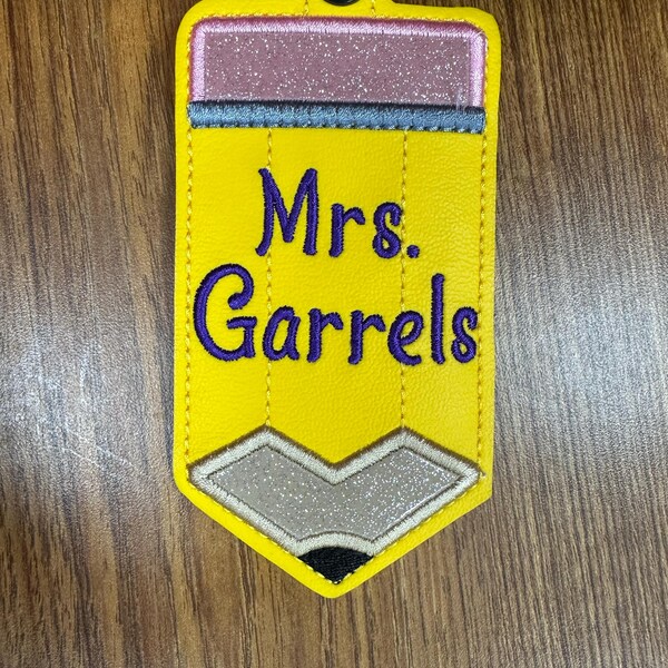 Personalized Crayon ID Badge Holder - Pencil Employee ID Holder ...