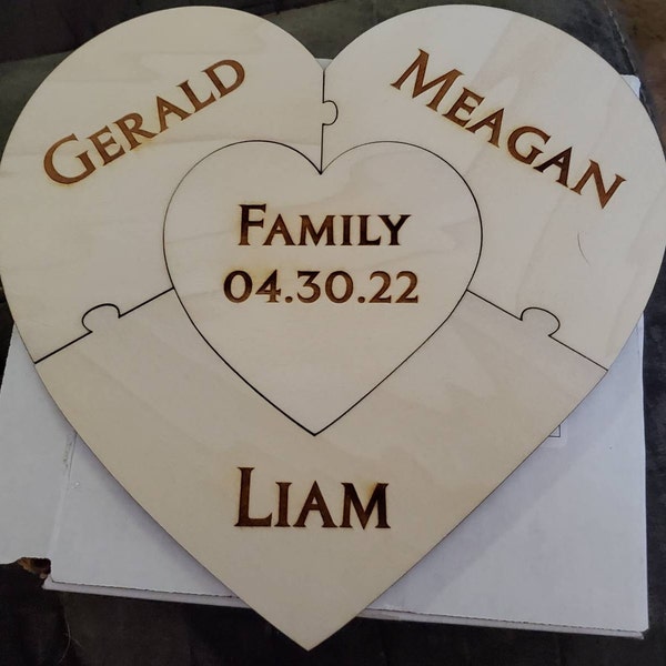 Custom Family Wooden Heart Puzzle - Family Unity Puzzle - Pregnancy ...