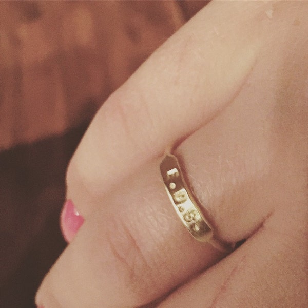 Stackable Name Ring Initial Ring Silver Id Ring Gold Stacking Ring ...