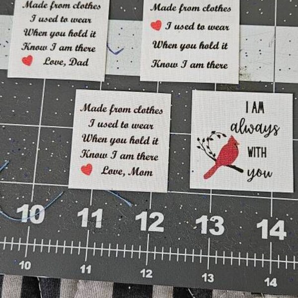 Memory Shirt Quilt Label With Poem - Set of 4 - Small Label Quilt Shirt ...