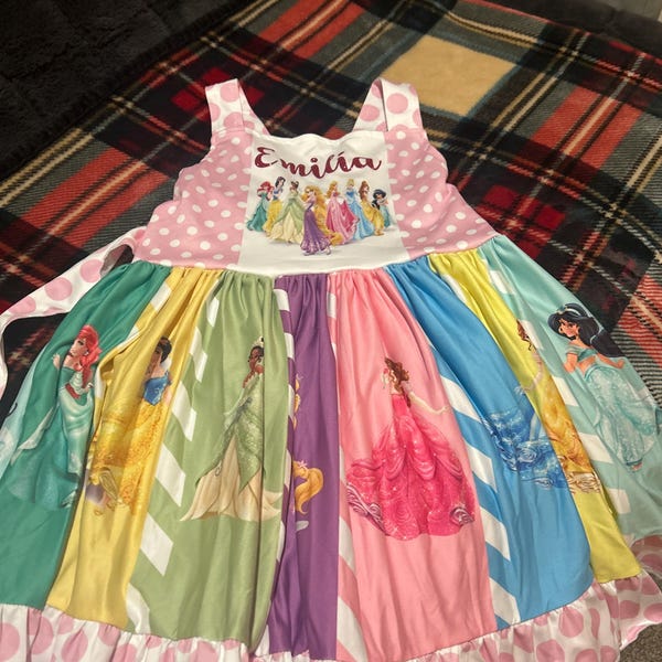 Princess Dress Twirl Panel. Disney Dress Birthday Ariel Cinderella ...