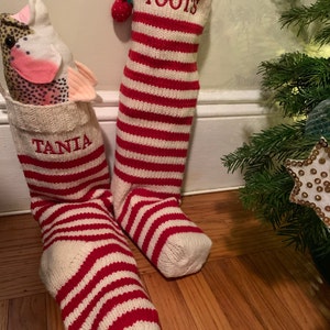 Personalized Christmas Stockings Hand Knit Wool Stockings White With ...
