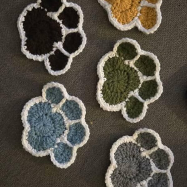 Paw Coaster Crochet Pattern - Dog Cat Paw Coaster Lovely Puppy Paw ...