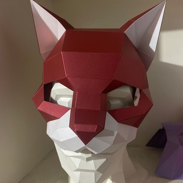 CAT MASK-2 Low Poly Animal Papercraft PDF Template - Etsy