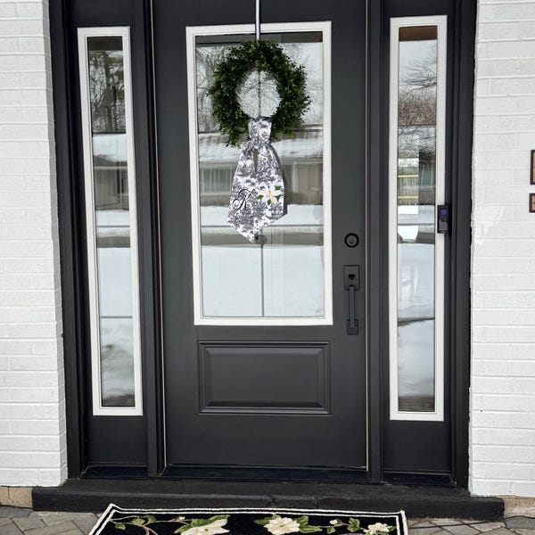 Cardinal Red Toile Holiday Wreath Sash for Front Door, Custom Monogram ...