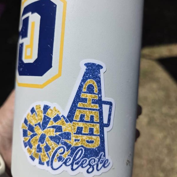 Water Resistant Vinyl Custom Cheer Name Sticker | Cheerleader | School ...