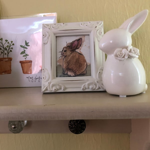 Bunny Rabbit Framed Miniature Watercolor-style Art Print by James ...