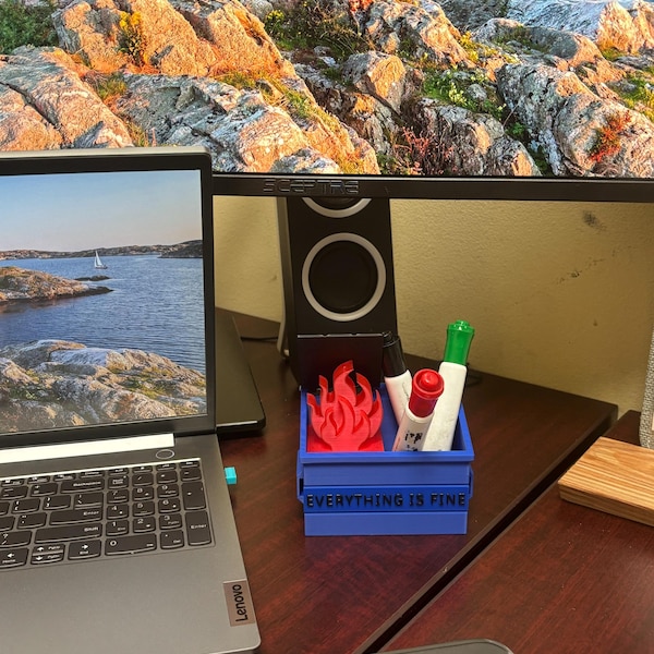 Dumpster Fire LED Desk Decor – Hand-painted Flame, Custom Text – Funny ...