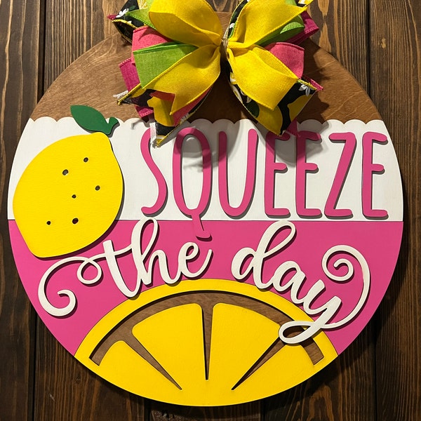 Squeeze the Day Lemon Sign, Digital Download, Round Door Hanger Svg ...