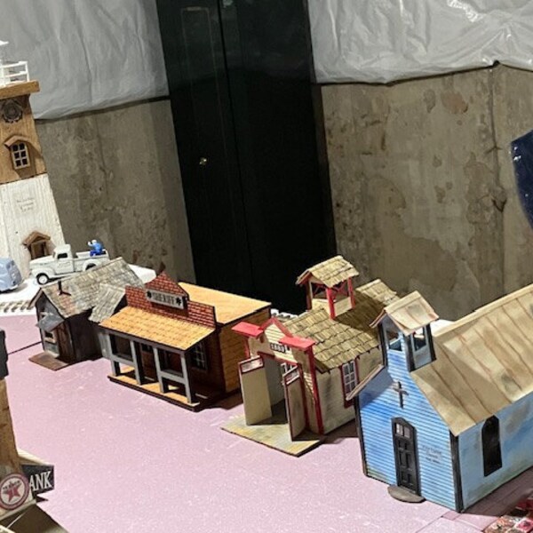 O Scale Miniature Old Western Town Center Rustic Building American Old ...