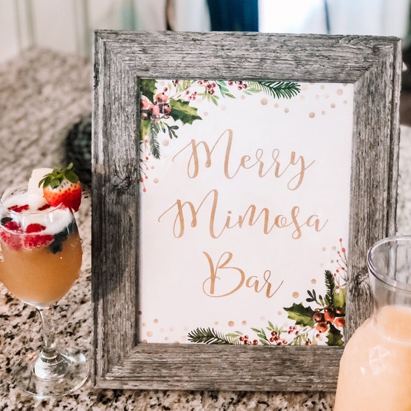 Merry Mimosa Bar Sign Christmas Mimosa Sign Printable Momosa Bar Sign ...