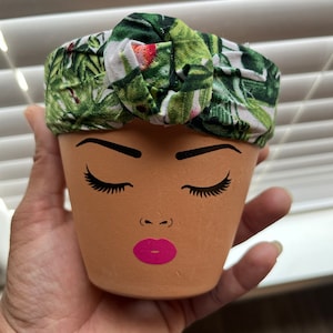 Terracotta Face Planter Pots With Headwrap Pot Head Gift - Etsy