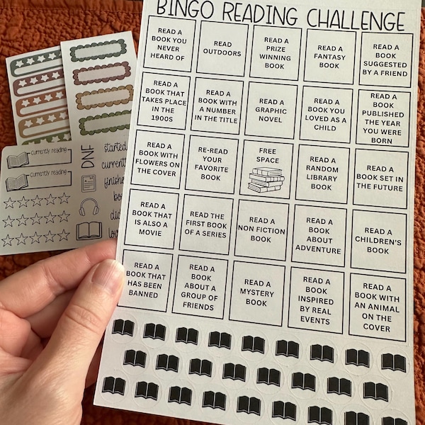 Bingo Reading Challenge Sticker Sheet -reading Journal Stickers GH-262 ...