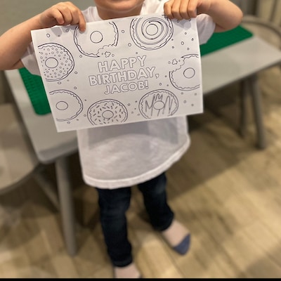 Editable Coloring Page Donut Birthday Party Activity Game Sweet ...