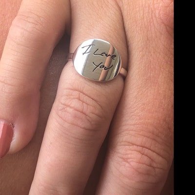 Engraved Handwriting Ring Custom Signature Ring Engraved Name Ring ...