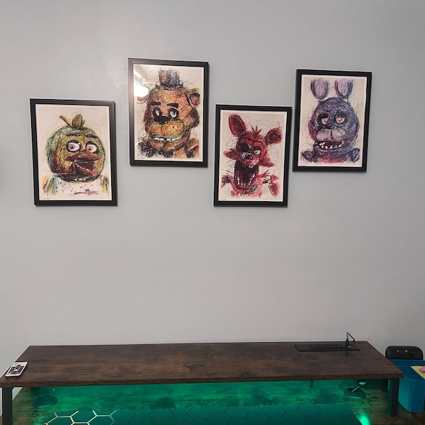 Freddy Fazbear Ballpoint Pen Print, Five Nights at Freddy's Art Poster ...