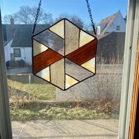 Hexagon Landscape Stained Glass Pattern, Modern Stained Glass Design ...