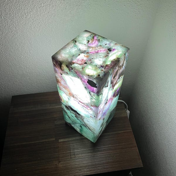 Translucent White Onyx Pillar Cylinder Lamp/elegant Stone Lamp ...