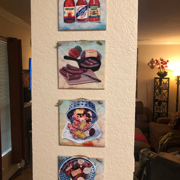 Tile Set, New Orleans, Louisiana Cajun Creole Cuisine From Original Art ...