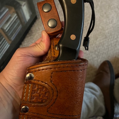 2 Short Leather Belt Loop Attachment for Leather Sheaths Dk Brown Brown ...