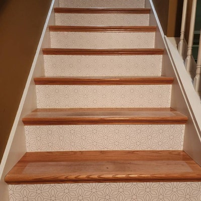 Herringbone Tile White Stair Riser Decals Vinyl Strips Minimalist ...