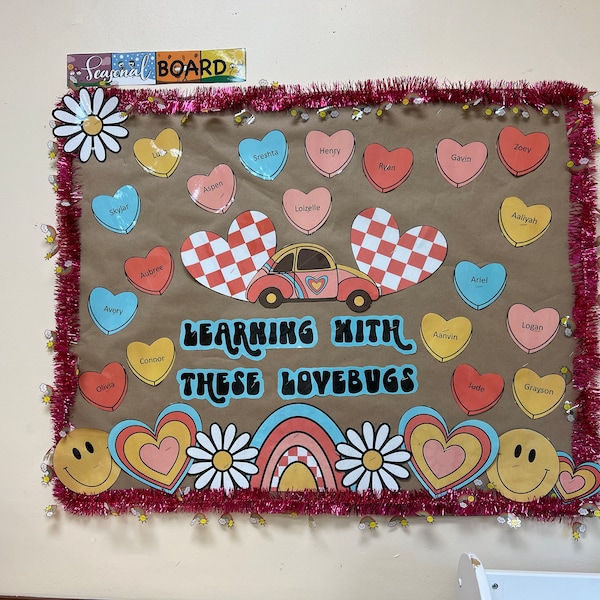 Groovy Valentine's Day Bulletin Board | Retro February Bulletin Board ...