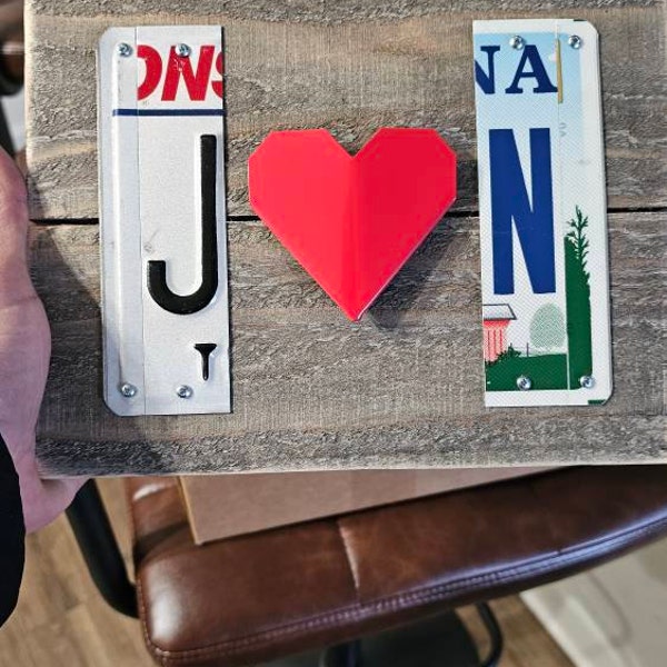 Custom Initials HEART License Plate Sign Unique Anniversary Gift for ...