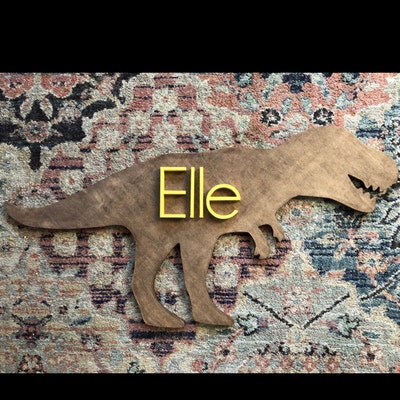 Large Dinosaur T-rex Nursery Name Sign Woodland Nursery Decor Roar ...