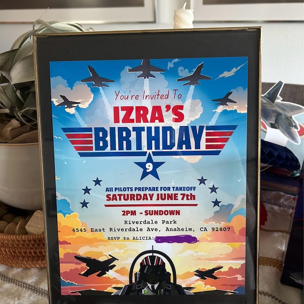Editable Fighter Pilot Birthday Invitation - Jet Pilot Theme - Digital ...