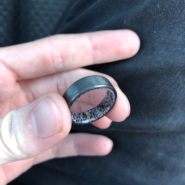 Carbon Fiber Ring With Elk Antler Liner, Engagement Rings, Black Rings ...