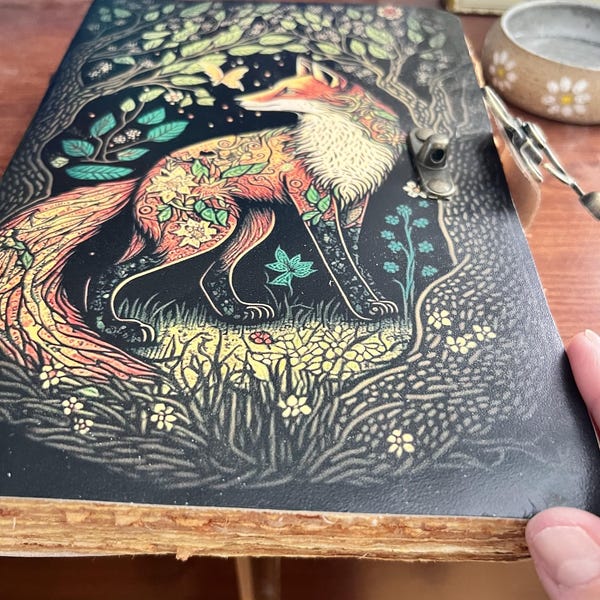400 Page Large Fox Vintage Handmade Leather Journal, Grimoire Fat ...