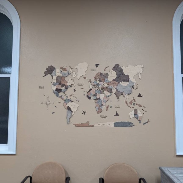 Wooden World Map Enjoy the Wood, Home Decor, World Map Wall Art, 5th ...