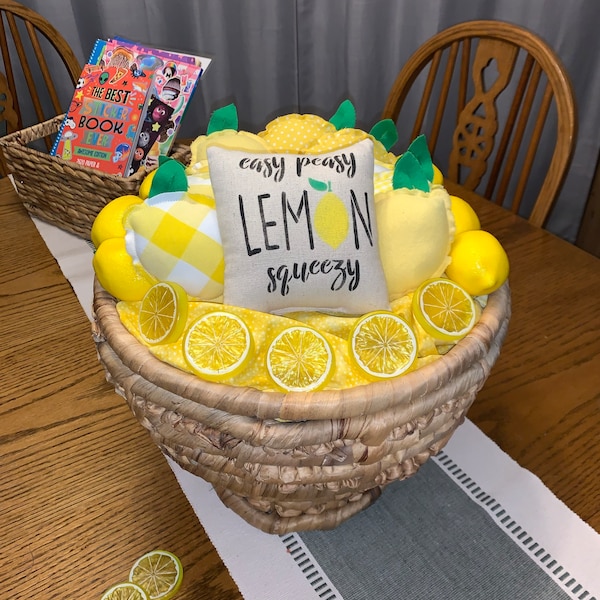 Set of 3 Fabric Lemons / Lemon Home Decor / Summer Decor / Lemon Tier ...