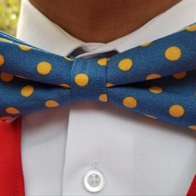 Roger Rabbit Bow Tie Yellow Polka Dot Blue Bowtie Pre-tied - Etsy