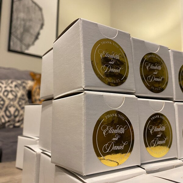 Gold Foil Wedding Stickers, Metallic Sticker Labels, Round Favor Labels ...